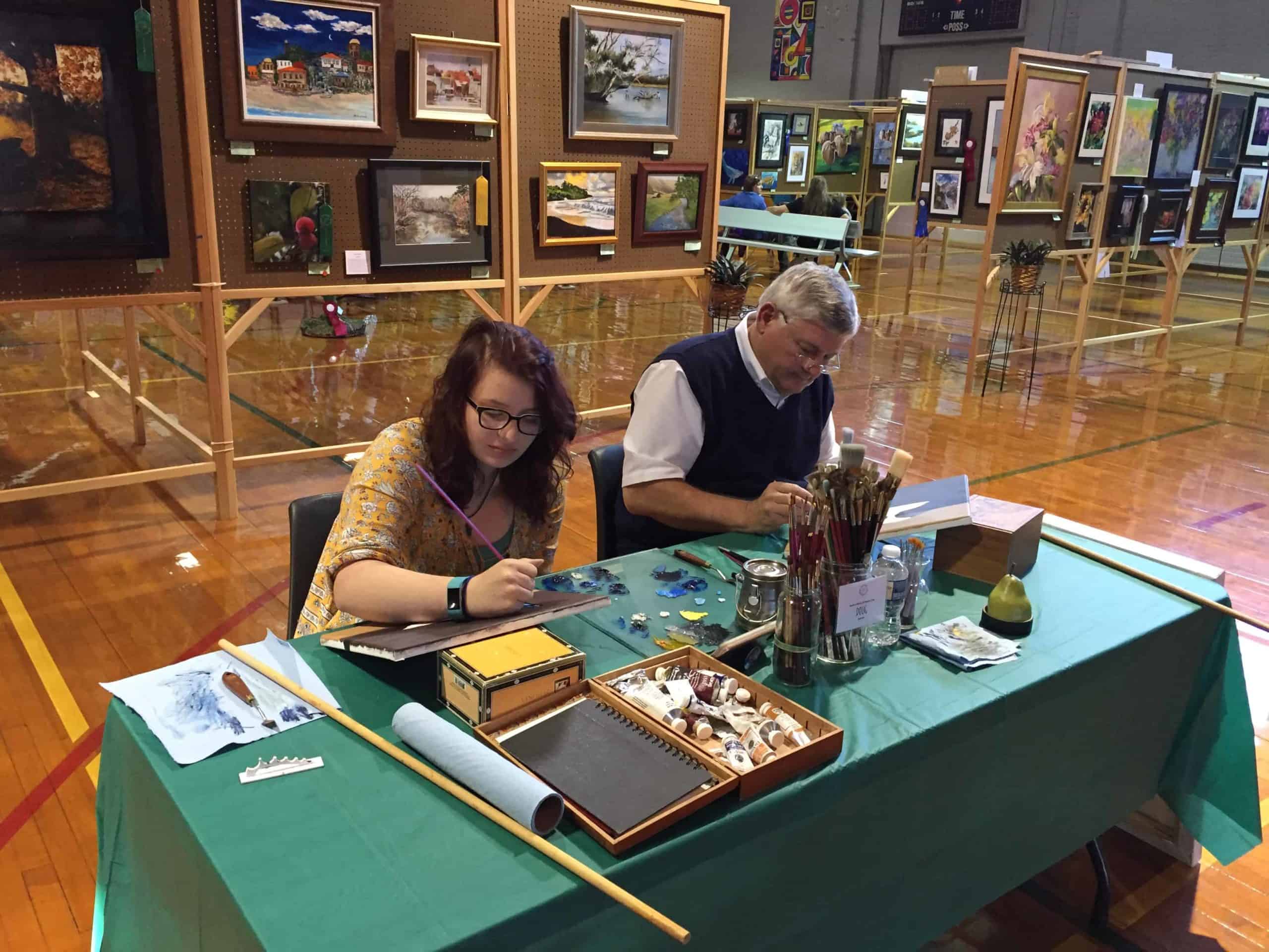Doug Rowe & student Audrey Thomas - Sanford Brush & Palette Club
